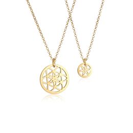 Schmuckset Elli "Blume des Lebens Mutter Tochter 2er Set Silber" Schmuck-Sets Gr. OneSize, goldfarben (gold) Damen