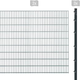 Arvotec Doppelstabmattenzaun "ESSENTIAL 183 zum Einbetonieren" Zaunelemente Zaunhöhe 183 cm, Zaunlänge 2 - 60 m Gr. H/L: 183cm x 4 m, Pfosten: 3 St., grau (anthrazit)