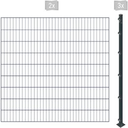 Arvotec Einstabmattenzaun "ESSENTIAL 180 zum Einbetonieren" Zaunelemente Zaunhöhe 180 cm, Zaunlänge 2 - 60 m Gr. H/L: 180cm x 4 m, Pfosten: 3 St., grau (anthrazit)