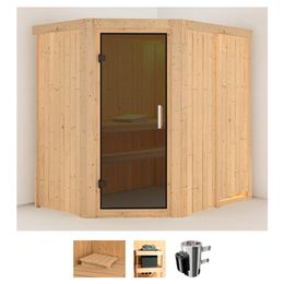 Karibu Sauna "Swantje" Saunen 3,6-kW-Plug & Play Ofen mit integrierter Steuerung beige (naturbelassen)