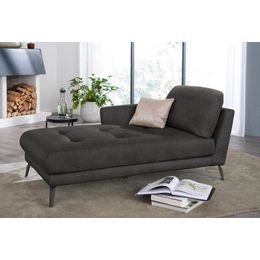 Chaiselongue W.Schillig "softy" Sofas Gr. B/H/T: 106 cm x 79 cm x 168 cm, Chenille-Flachgewebe R66, Armlehne links, grau (anthracite r66) mit dekorativer Heftung im Sitz, Füße schwarz pulverbeschichtet