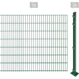 Arvotec Doppelstabmattenzaun "EASY 143 zum Aufschrauben" Zaunelemente Zaunhöhe 143 cm, Zaunlänge 2 - 60 m Gr. H/L: 143 cm x 2 m, Pfosten: 2 St., grün (dunkelgrün)