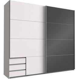 Schwebetürenschrank wimex "Valencia" Schränke Gr. B/H/T: 225 cm x 210 cm x 65 cm, 2 St., weiß (weiß, glas grey) mit Glaselementen und Schubkästen