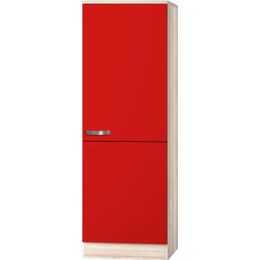 Hochschrank Optifit "Faro" Schränke Gr. B/H/T: 60 cm x 174,4 cm x 57,1 cm, 2 St., rot (rot glanz) mit Metallgriff, Breite 60 cm