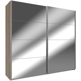 Schwebetürenschrank wimex "Easy" Schränke Gr. B/H/T: 225 cm x 210 cm x 65 cm, 2 St., braun (struktureichefarben hell, spiegel) mit Vollspiegel