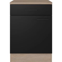 Unterschrank Flex-Well "Capri" Schränke Gr. B/H/T: 60 cm x 85 cm x 60 cm, 1 St., schwarz (schwarz, endgrain oak) (B x H T) 60 85 cm, individuell kombinierbar