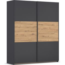 Schwebetürenschrank Rauch "Neo" Schränke Gr. B/H/T: 175 cm x 210 cm x 59 cm, 2 St., grau (graumetallic, eiche artisan) mit großzügigem Stauraum und vielfältigen Farbkombinationen