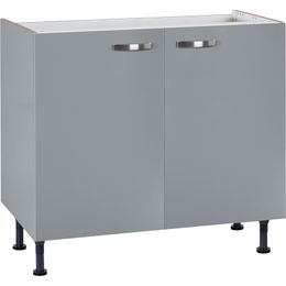 Spülenschrank Optifit "Cara" Schränke Gr. B/H/T: 90 cm x 87 cm x 58,4 cm, 2 St., grau (basaltgrau, basaltgrau) Breite 90 cm