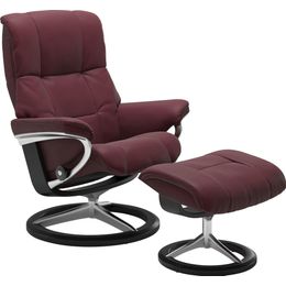 Fußhocker stressless "Mayfair" Hocker Gr. B/H/T: 55 cm x 41 cm x 39 cm, Leder BATICK, Signature Base Schwarz, rot (bordeaux batick) mit Signature Base, Gestell Schwarz