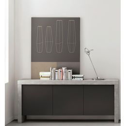 Sideboard TemaHome "Kobe" Sideboards Gr. B/H/T: 188 cm x 79 cm x 42 cm, schwarz (betonfarbig, schwarz) industrieller Look