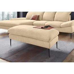 Hocker W.Schillig "enjoy&MORE", beige (sahara s37), B:106cm H:45cm T:71cm, Chenille-Flachgewebe R66 (85% Polyester, 15% Nylon), Longlife Xtra-Leder Z59: Glattleder mit modischer Prägung. Hautstärke 0, 9 - 1, 1 mm, Stoff S37 (100% Polyester), Hocker, Füße schwarz pulverbeschichtet, Breite 106 cm