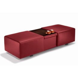 Hocker W.Schillig "taboo", rot (ruby rot z59), B:130cm H:41cm T:64cm, Flachgewebe S22 (100% Polyester), Stoff S37 (100% Polyester): Luxus-Microfaser in Lederoptik, Longlife Xtra-Leder Z59: Glattleder mit modischer Prägung. Hautstärke 0, 9 - 1, 1 mm, Longlife Xtra-Leder Z69: Das feinnarbige, gedeckte Softleder Z69 besticht durch seine außergewöhnliche Weichheit im trendigen u00bbVintage-Looku00ab, 