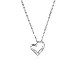 Collierkettchen Elli DIAMONDS "Herz Liebe Diamant (0.06 ct.) 925 Silber" Halsketten Gr. 45, 0.009 ct mit Diamanten, Silber 925 (Sterlingsilber), Länge: 45 cm, silberfarben (silber) Damen