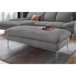 Hocker W.Schillig "enjoy&MORE", grau (dolphin r66), B:151cm H:45cm T:71cm, Chenille-Flachgewebe R66 (85% Polyester, 15% Nylon), Longlife Xtra-Leder Z59: Glattleder mit modischer Prägung. Hautstärke 0, 9 - 1, 1 mm, Stoff S37 (100% Polyester), Hocker, Füße Chrom glänzend, Breite 151 cm