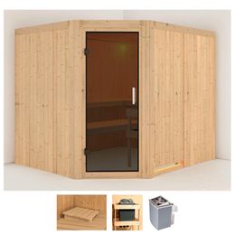 Karibu Sauna "Marit" Saunen 9-kW-Ofen mit integrierter Steuerung beige (naturbelassen)