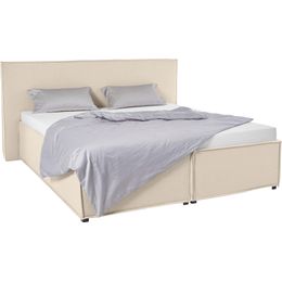 Polsterbett "Isaline", beige, B:213cm L:213cm, 100% Polyester, LeGer Home by Lena Gercke, Betten, Polsterbett ohne Bettkasten Polsterbett, wahlweise ohne Matratze oder mit 3 Matratzenarten, Kopfteilhöhe 107 cm
