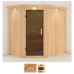 Karibu Sauna "Swantje" Saunen ohne Ofen beige (naturbelassen)