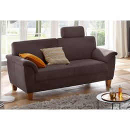 3-Sitzer Home Affaire "Alta", braun (dunkelbraun), B:186cm H:87cm T:88cm, Struktur fein ( 100% Polyester);Luxus-Microfaser ALTARA NUBUCK (100% Polyester);Struktur ( 100% Polyester), Sofas, mit Federkern und Kontrastnaht, F&uuml;&szlig;e Buche eichefarben