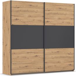 Schwebetürenschrank Rauch "Neo" Schränke Gr. B/H/T: 218 cm x 210 cm x 59 cm, 2 St., grau (eiche artisan, graumetallic) mit großzügigem Stauraum und vielfältigen Farbkombinationen