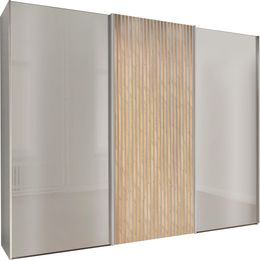 Schwebetürenschrank Wiemann "Denver" Schränke Gr. B/H/T: 295,2 cm x 217 cm x 67 cm, 3 St., beige (champagner, dekor) hochwertige Beschläge