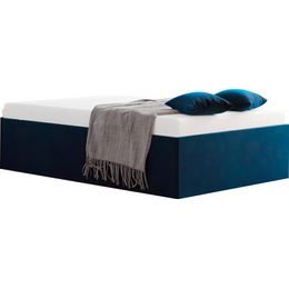 Polsterbett "Amrum", blau (königsblau), B:145cm L:205cm, Bezug Glanzvelours, 100% Polyester, Polsterung 100% Polyester, Gestell Holzwerkstoff, Westfalia Schlafkomfort, Betten, in Samtvelours ohne Kopfteil, mit und ohne Bettkasten erhältlich