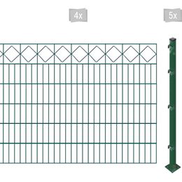 Arvotec Doppelstabmattenzaun "ESSENTIAL 120 zum Aufschrauben "Karo" mit Zierleiste" Zaunelemente Zaunhöhe 120 cm, Zaunlänge 2 - 60 m Gr. H/L: 120cm x 8 m, Pfosten: 5 St., grün (dunkelgrün)