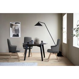 Polsterstuhl stressless "Laurel", grau (rock paloma, eiche natur), B:58cm H:105cm T:60cm, Leder PALOMA: PALOMA ist ein durchgefärbtes Semianilin-Möbelleder mit natürlicher Narbung., Stühle, High Back mit Armlehne, Größe L, mit schräggestellten Beinen in Eiche