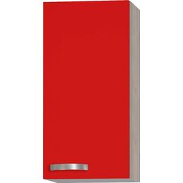 Hängeschrank Optifit "Faro" Schränke Gr. B/H/T: 40 cm x 89,6 cm x 34,6 cm, 1 St., rot (rot glanz) mit Metallgriff, Breite 40 cm