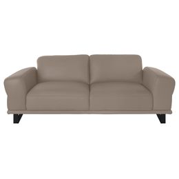 2,5-Sitzer W.Schillig "montanaa", braun (stone z59), B:212cm H:78cm T:94cm, Sofas, mit Metallkufen in Schwarz pulverbeschichtet, Breite 212 cm