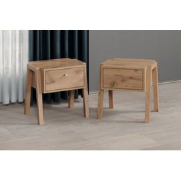 Kommode Andas "Skive" Sideboards Gr. B/H/T: 47 cm x 47 cm x 40 cm, 1, braun (viking eiche nachbildung melamin) Stapelkommode Nachtkonsole, 47 cm breit, stehend, Holzoptik, 2er Set