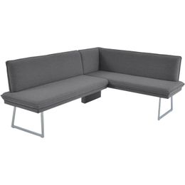 K+w Komfort & Wohnen Eckbank K+W KOMFORT & WOHNEN Sitzbänke Gr. H/T: 86 cm x 60 cm, Flachgewebe Q2 2250, langer Schenkel rechts, grau mit Sattlernaht und schmaler Kufe, langer Schenkel rechts oder links