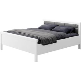 Einzelbett Priess "Arnsberg", weiß (lichtweiß, anthrazit), B:188cm L:208cm, Betten, Kinder-Einzelbett Jugendbett Bettgestell, Komforthöhe mit gepolstertem Kopfteil