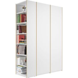 Müllermöbel Drehtürenschrank MÜLLER SMALL LIVING "Modular Plus Variante 7" Schränke Gr. B/H/T: 154,1 cm x 221,4 cm x 60,5 cm, 2 St., Basisausführung, weiß (weiß, birke) Anbauelement, inklusive links oder rechts montierbarem Seitenregal