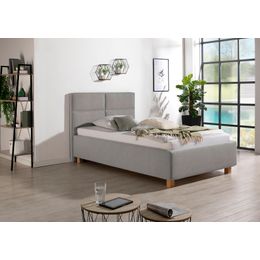Polsterbett Maintal, grau, B:133cm L:214cm, Betten, Polsterbett ohne Bettkasten Polsterbett, inklusive Bettkasten