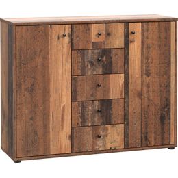 Kommode FORTE "Tempra" Sideboards Gr. B/H/T: 108,8cm x 85,5cm x 34,8cm, 5 St., braun (old wood vintage) Breite 108,8 cm