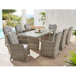 Garten-Essgruppe Konifera "Venedig" Sitzmöbel-Sets grau Gartenmöbel-Set Polyrattan, Aluminium, Tischplatte aus 5mm starkem Sicherheitsglas Bestseller