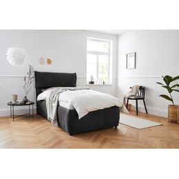Polsterbett Andas "Jenson", grau (anthrazit), B:128cm L:225cm, Struktur weich (85% Polyester/15% Nylon), Betten, als Bettgestell oder mit 3 Matratzenarten und Härtegraden
