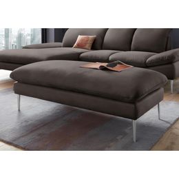 Hocker W.Schillig "enjoy&MORE", braun (braun z59), B:151cm H:45cm T:71cm, Chenille-Flachgewebe R66 (85% Polyester, 15% Nylon), Longlife Xtra-Leder Z59: Glattleder mit modischer Prägung. Hautstärke 0, 9 - 1, 1 mm, Stoff S37 (100% Polyester), Hocker, Füße Chrom glänzend, Breite 151 cm