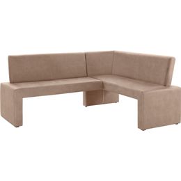 Eckbank Home Affaire "Barcelona", beige, B:200cm H:88cm T:160cm, Massivholz, Holzwerkstoff, Polyester, Sitzbänke, In verschiedenen Stoffen und Farben