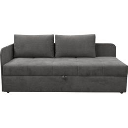 Schlafsofa Alina "Marla", grau (anthrazit xbo 9), B:205cm H:73cm T:95cm, Struktur fein XBO (100% Polyester), Sofas, Schlafsofa, inkl. Stauraum & 2 R&uuml;ckenkissen, Armlehne wahlweise links oder rechts