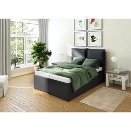 Polsterbett Maintal "Lyara", grau (anthrazit), B:147cm L:215cm, Struktur fein (100% Polyester), Betten, wahlweise ohne Matratze oder mit 3 Matratzenarten zur Auswahl