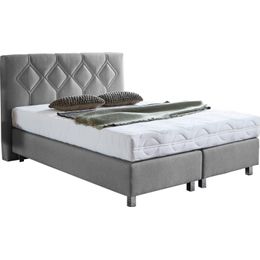 Boxspringbett "Ph&ouml;nix", grau, B:155cm L:210cm, Bezug Bett: Microvelours (100% Polyester) oder Feinstruktur (100% Polyester);Bezug Bonnell-Federkernmatratze: 100% Polyester;Bezug Kaltschaummatratze: 100% Polyester;Bezug Tonnentaschenfederkernmatratze: 80% Baumwolle, 20%Polyester, Westfalia Schlafkomfort, Komplettbetten, Boxspringbett