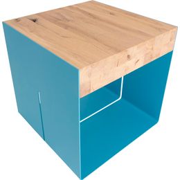 Beistelltisch WK Wohnen "9300" Tische Gr. B/H/T: 40 cm x 40 cm x 39 cm, blau Platte aus Eiche, individuell drehbar, Maße (BTH): 404040 cm