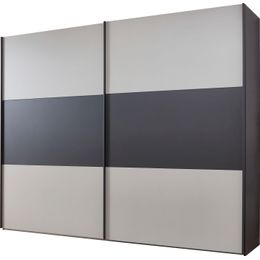 Schwebetürenschrank Wiemann "Korfu" Schränke Gr. B/H/T: 296,3 cm x 236 cm x 67 cm, 2 St., grau (grau schwarz) hochwertige Beschläge