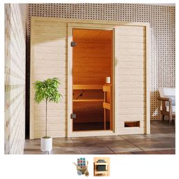 Welltime Sauna "Ricky" Saunen ohne Ofen Gr. ohne Ofen, beige (naturbelassen)