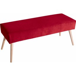 Sitzbank Max Winzer "Sit" Sitzbänke Gr. B/H/T: 114 cm x 48 cm x 40 cm, Samtvelours 20442, rot mit hohen konischen Füßen