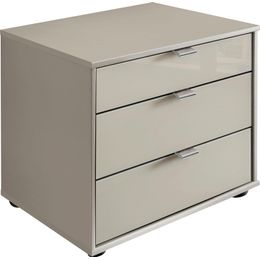 Nachtkonsole Wiemann "Quito" Sideboards Gr. B/H/T: 60 cm x 48 cm x 43 cm, 3, grau (champagner, dekor, glas champagner) vormontiert, inkl. Dämpfung