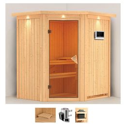 Karibu Sauna "Tomke" Saunen 3,6-kW-Plug & Play Ofen mit externer Steuerung beige (naturbelassen)