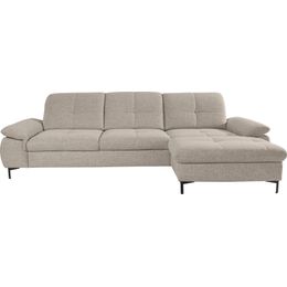 Ecksofa Alina "Melina", beige (beige tta 2), B:274cm H:100cm T:203cm, Struktur TTA (100% Polyester), Sofas, Ecksofa, In 2 Breiten, Wahlweise mit und ohne Bettfunktion