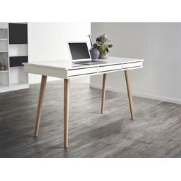 Schreibtisch HAMMEL FURNITURE "Mistral Bürotisch, Arbeitstisch, Tisch, Computertisch" Tische Gr. B/H/T: 137,4 cm x 75 cm x 60 cm, weiß Holzbeinen, B: 137,4 cm, Designmöbel